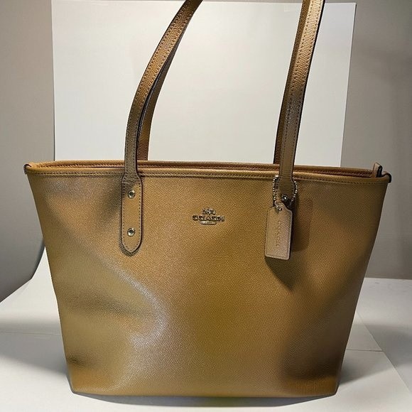 Coach | Bags | Coach F58846 Cross Grain City Zip Top Tote Handbag Camel ...